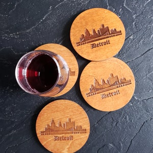 Detroit Skyline Coasters - Etsy