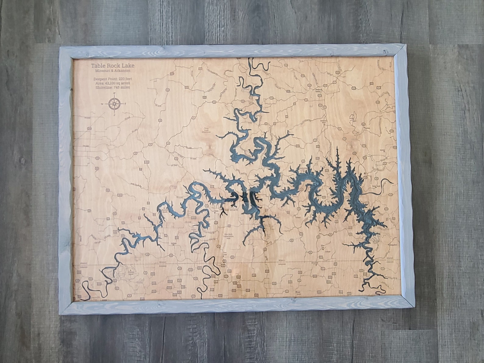 Table Rock Lake Full Lake Bathymetric Map - Etsy