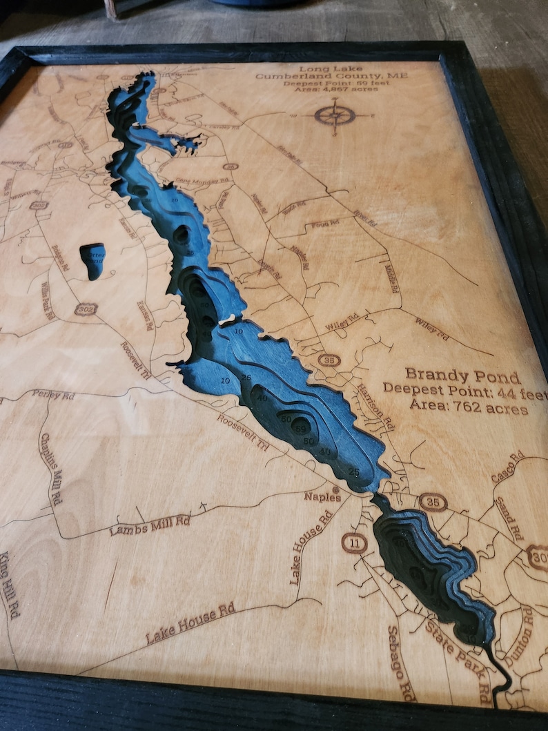 Long Lake, ME 3d Wood Map - Etsy
