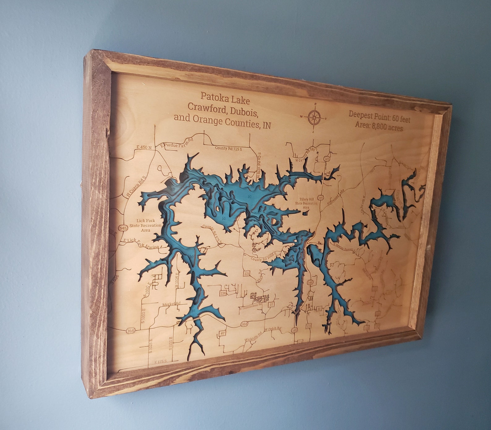 Patoka Lake Bathymetric Map | Etsy