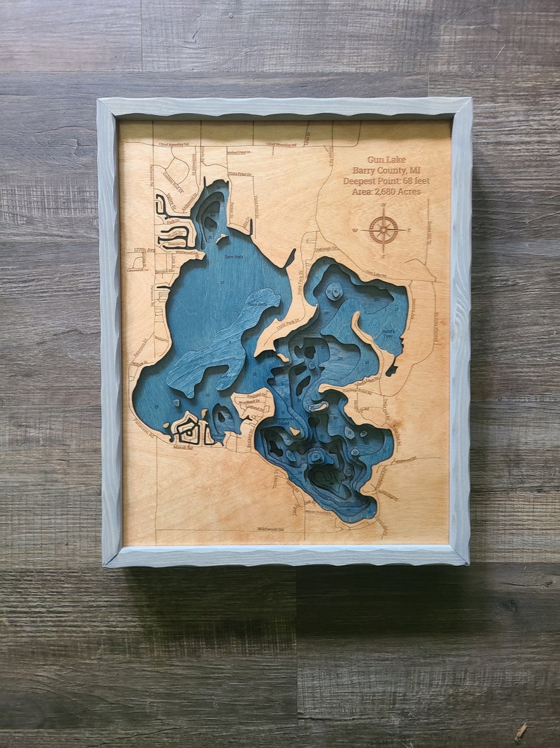 Gun Lake 3d Wood Map - Etsy