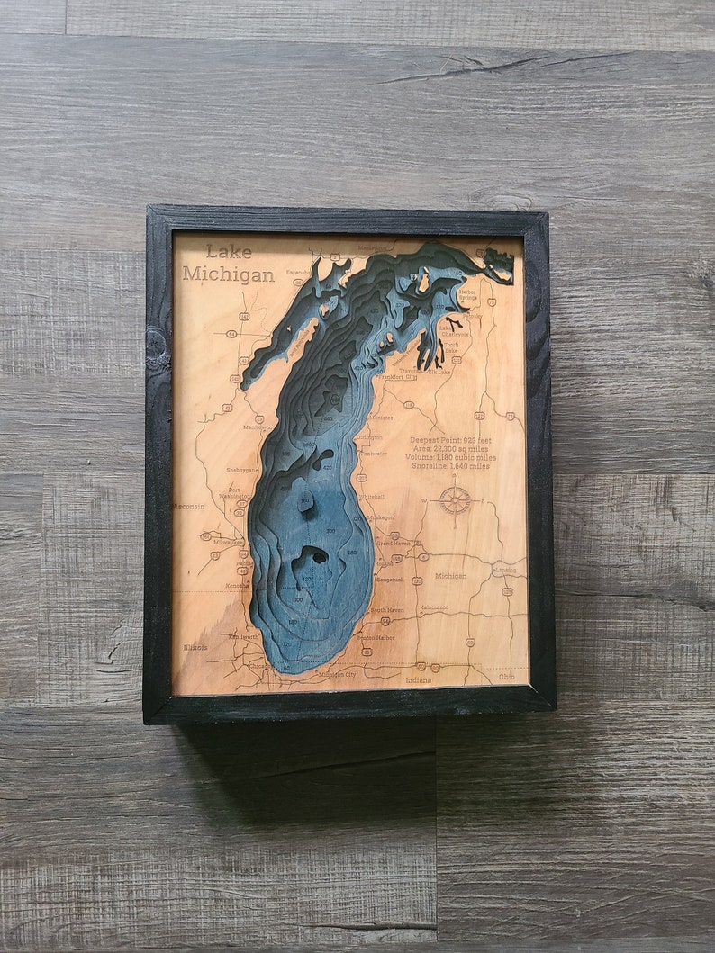 Thompson Lake MI Bathymetric Map - Etsy