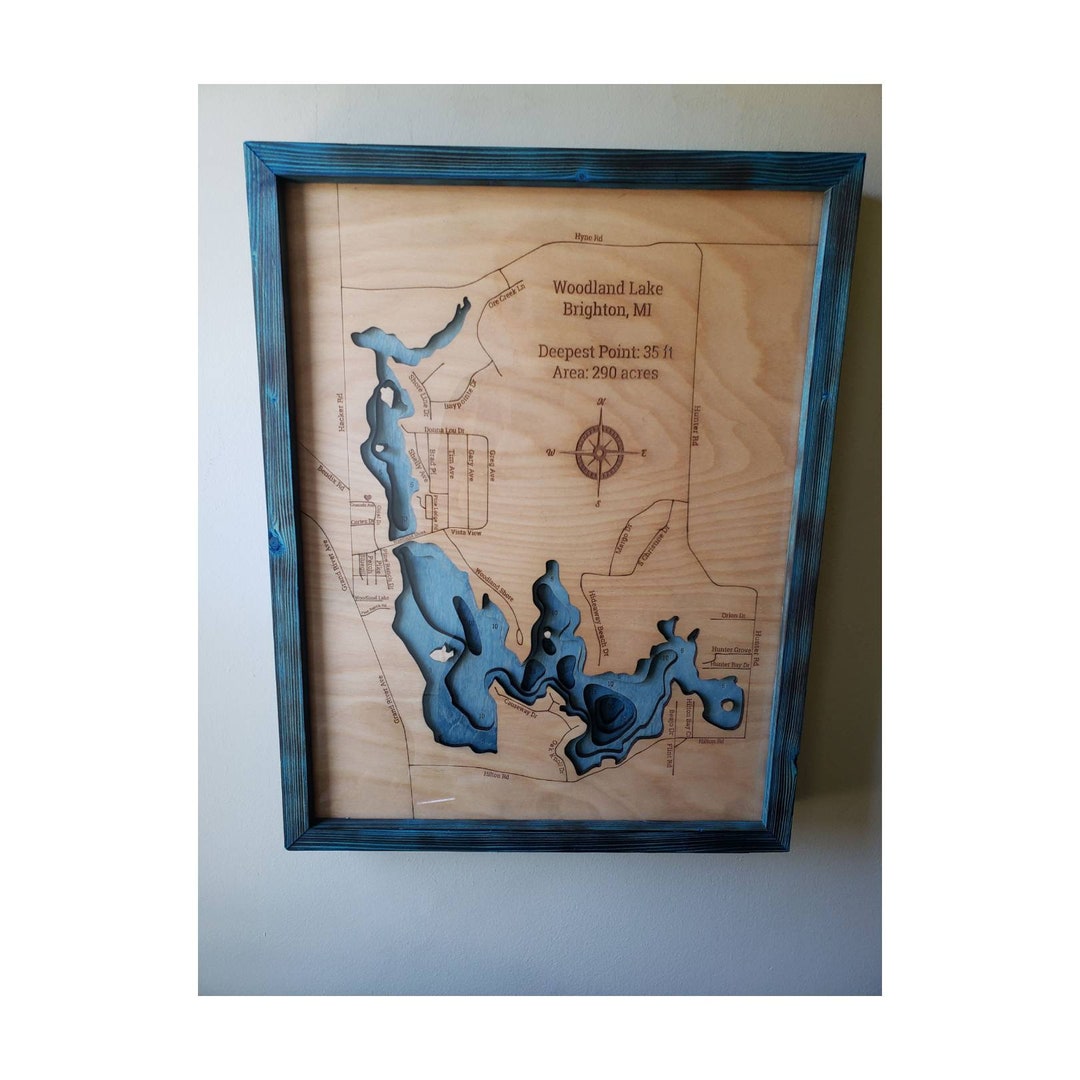 Woodland Lake 3d Wood Map - Etsy