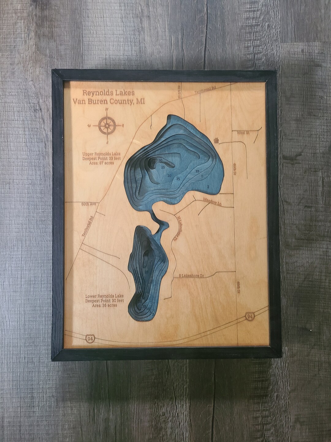 Reynolds Lakes 3d Wood Map - Etsy