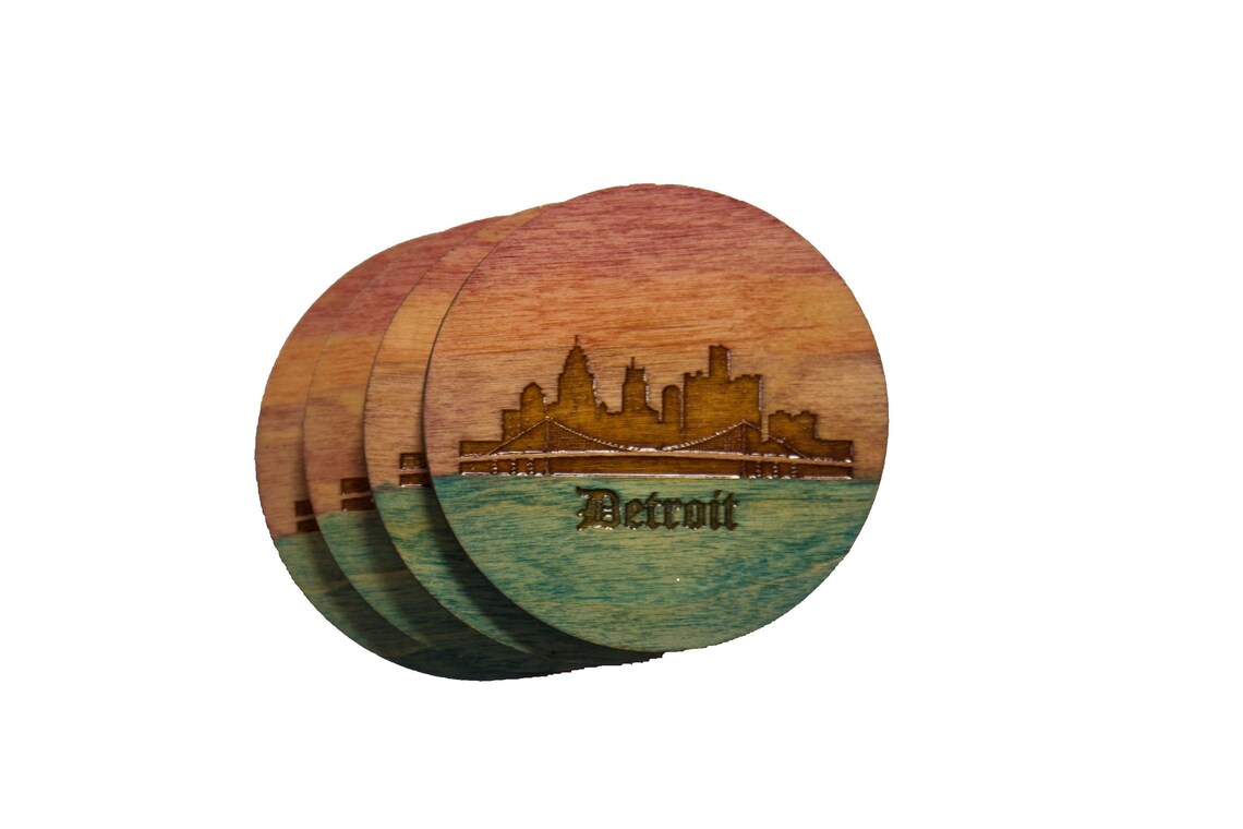Detroit Skyline Coasters - Etsy