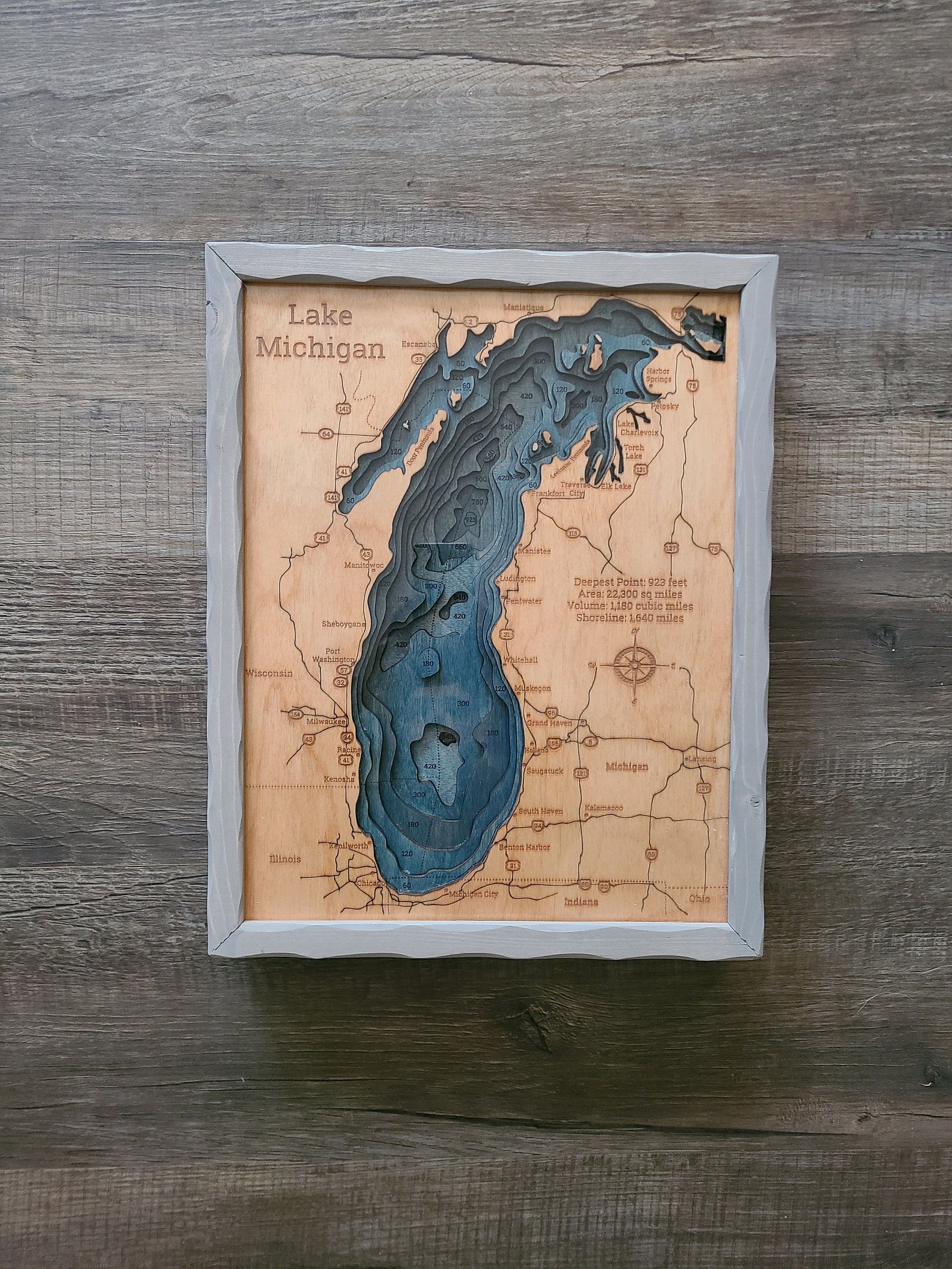 Thompson Lake MI Bathymetric Map - Etsy