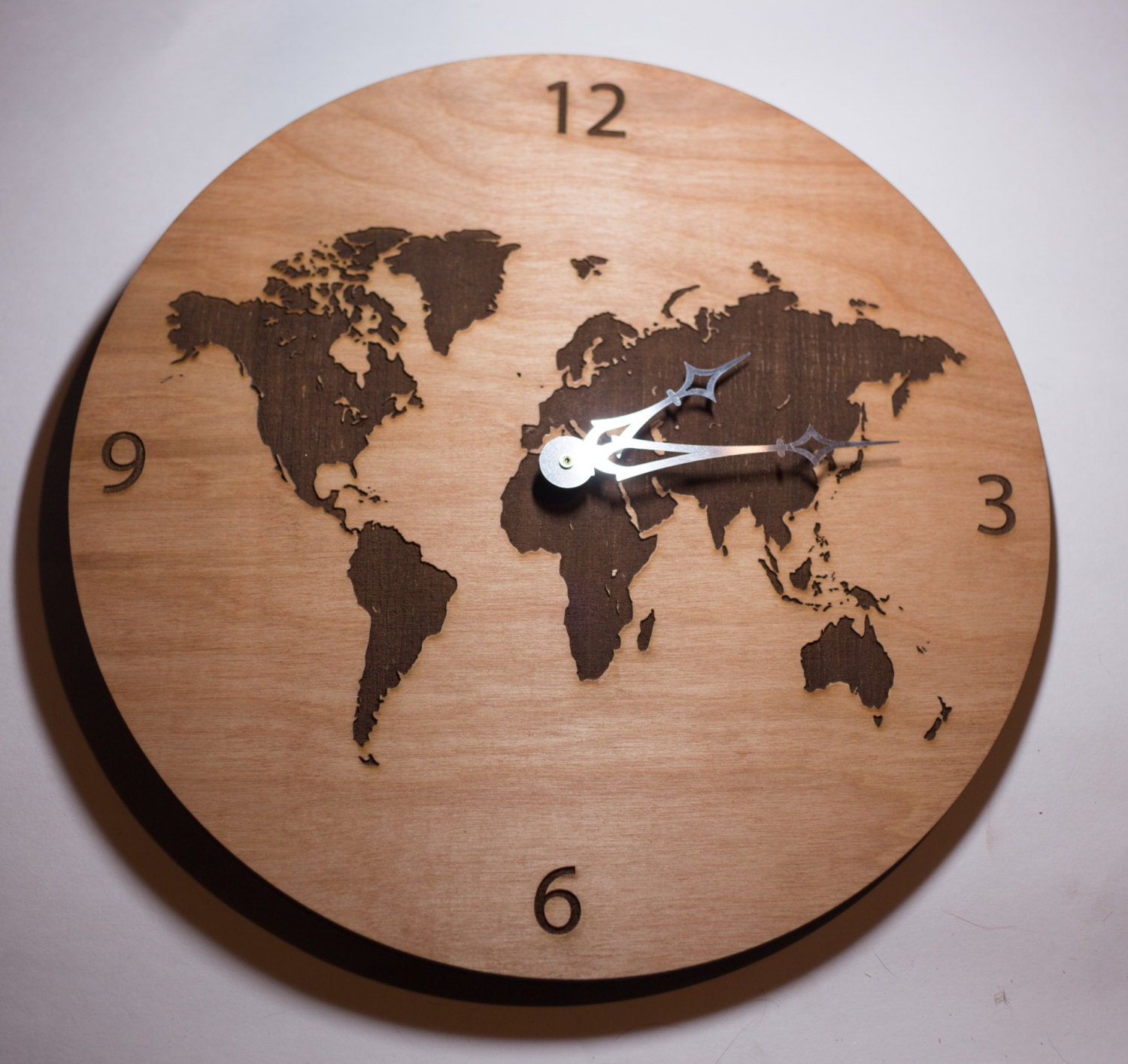 World Map Wooden Clock | Etsy