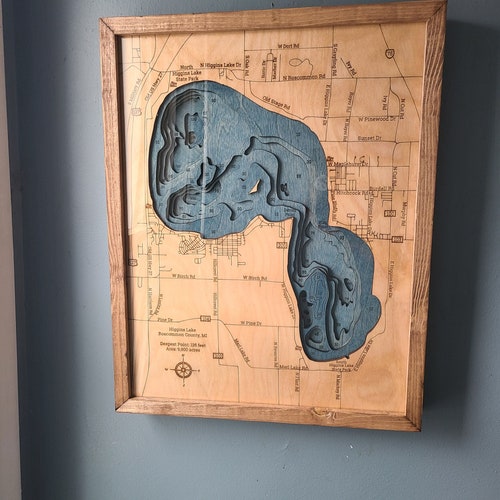 Lake Couchiching 8x10 Papercut Bathymetric Map - Etsy