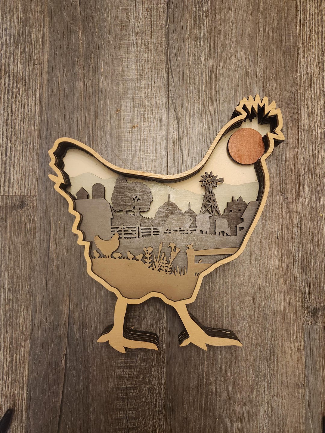 Chicken Farm Scene 3d Layered Wall Art - Etsy