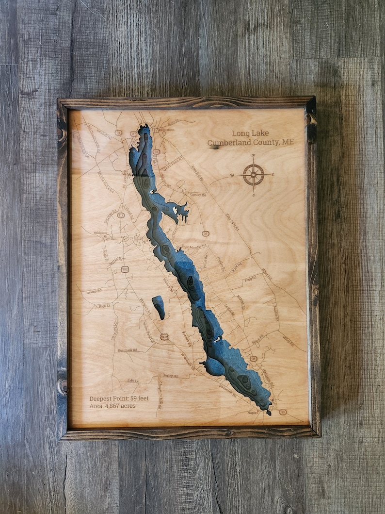 Long Lake, ME 3d Wood Map - Etsy