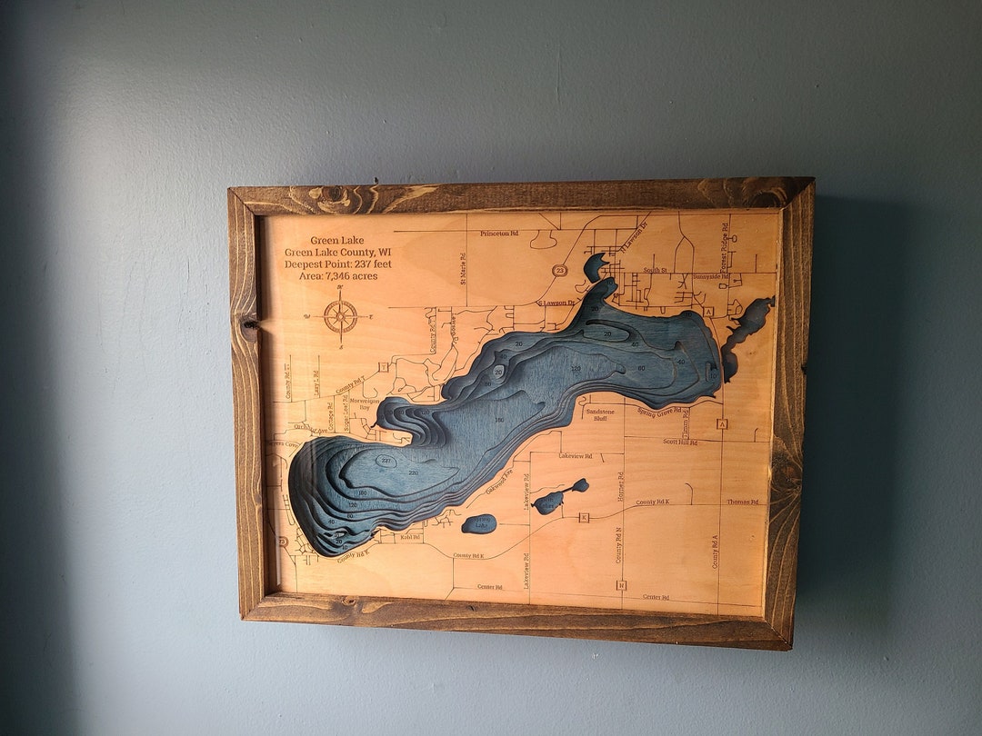 Green Lake 3d Wood Map - Etsy