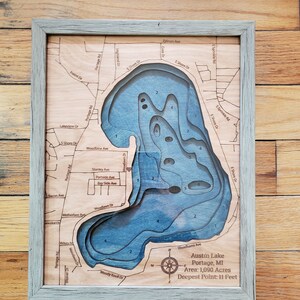 Austin Lake, MI 3d Wood Map - Etsy