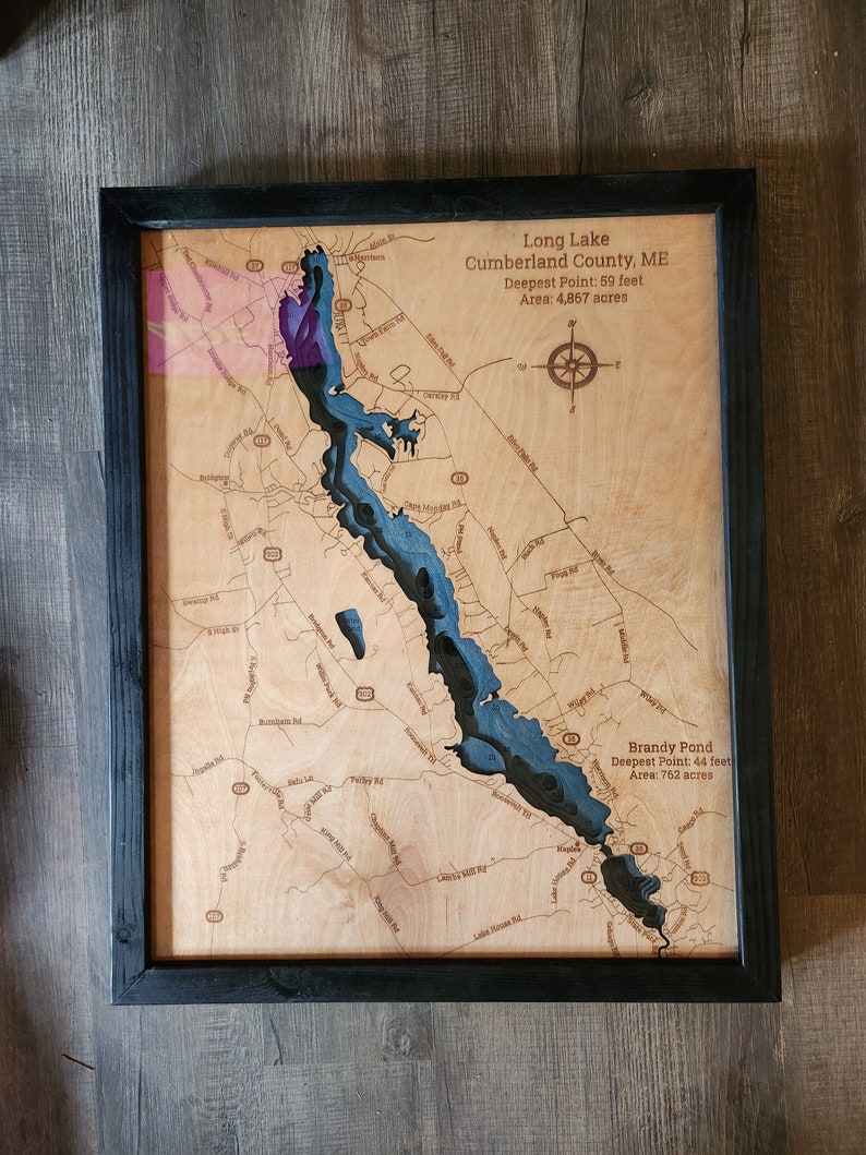 Long Lake, ME 3d Wood Map - Etsy