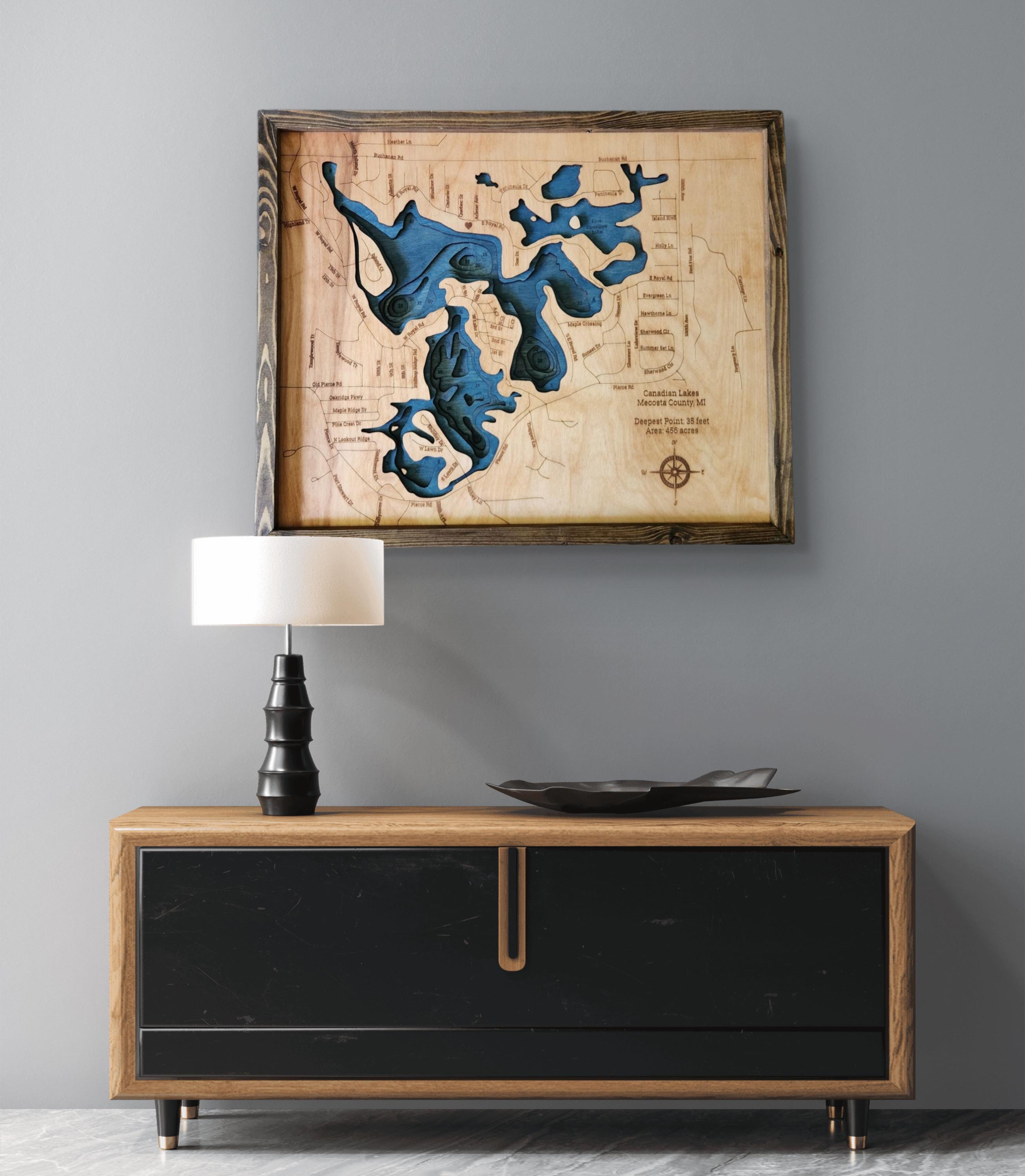 Canadian Lakes, MI 3d Wood Map - Etsy