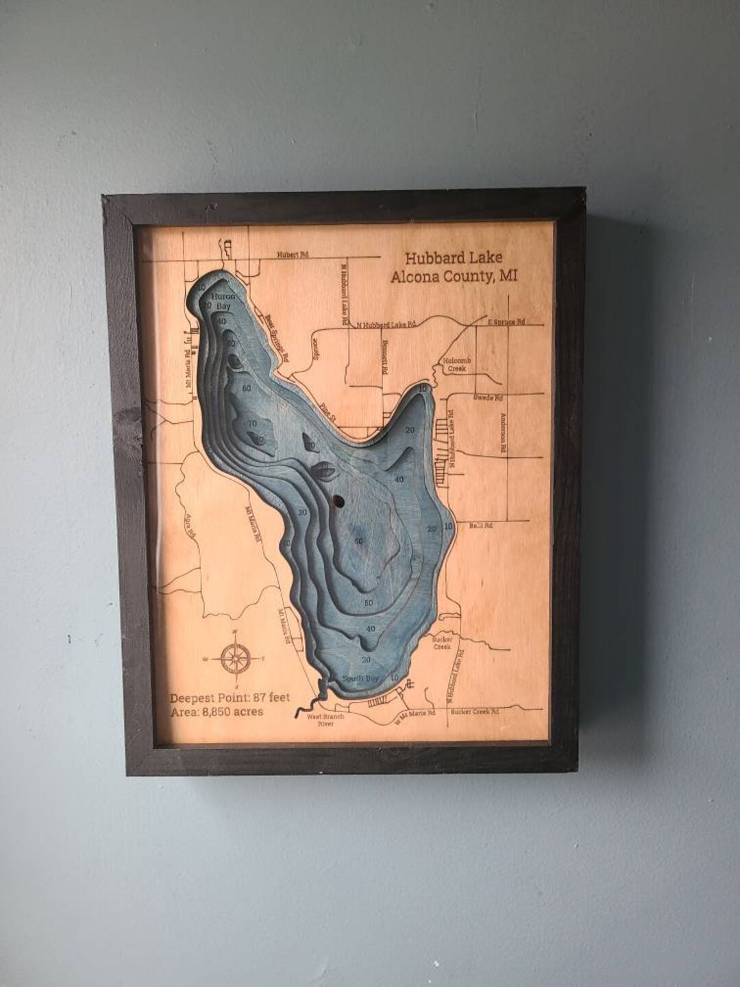 Hubbard Lake 3d Wood Map - Etsy