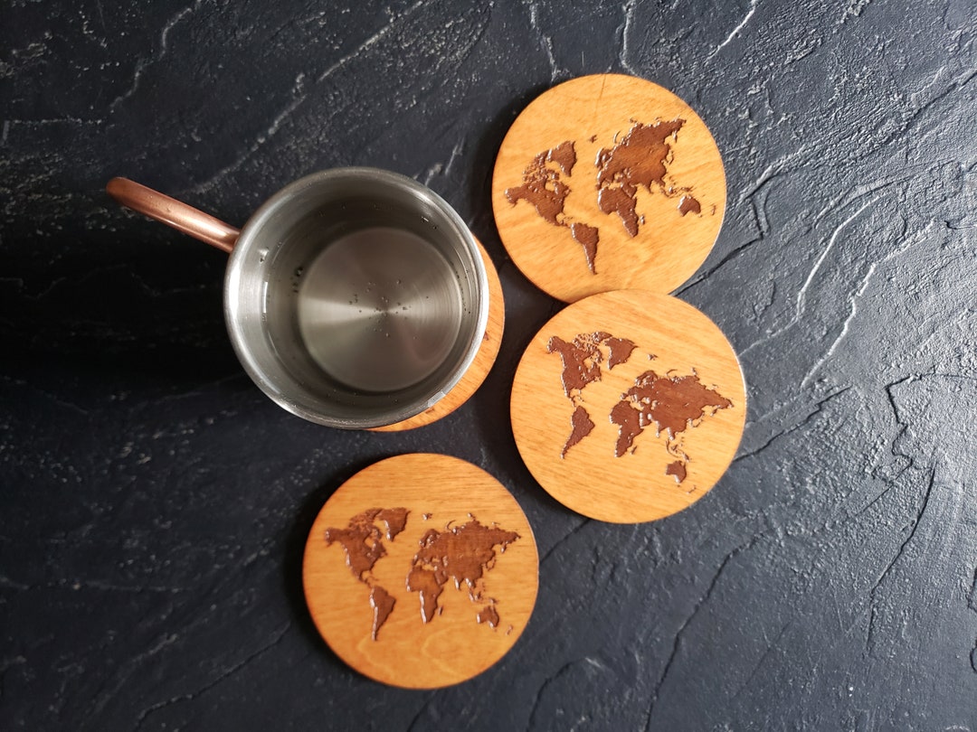World Map Coasters - Etsy