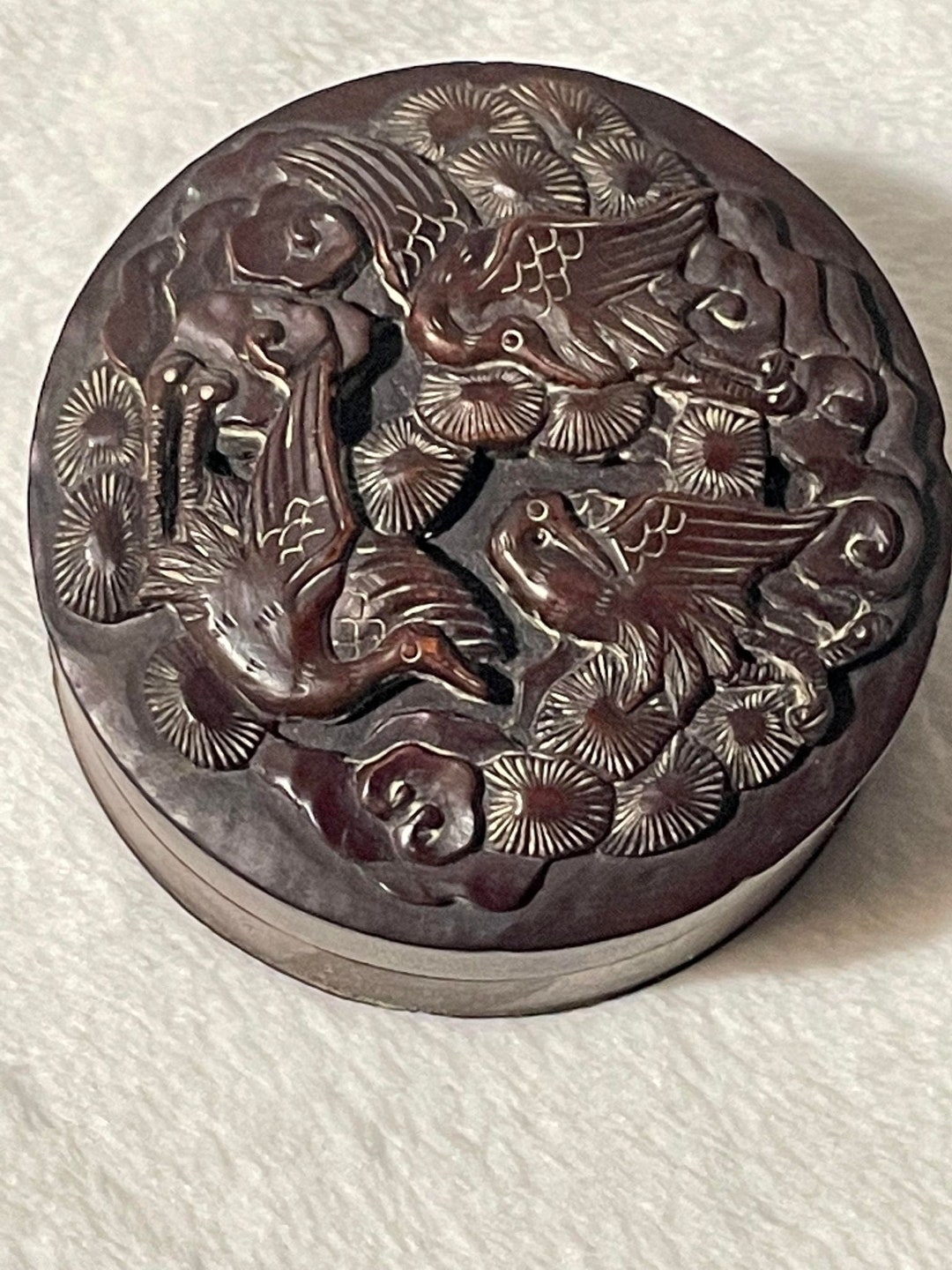 Vintage Hand-carved Crane Jewelry Box - Etsy