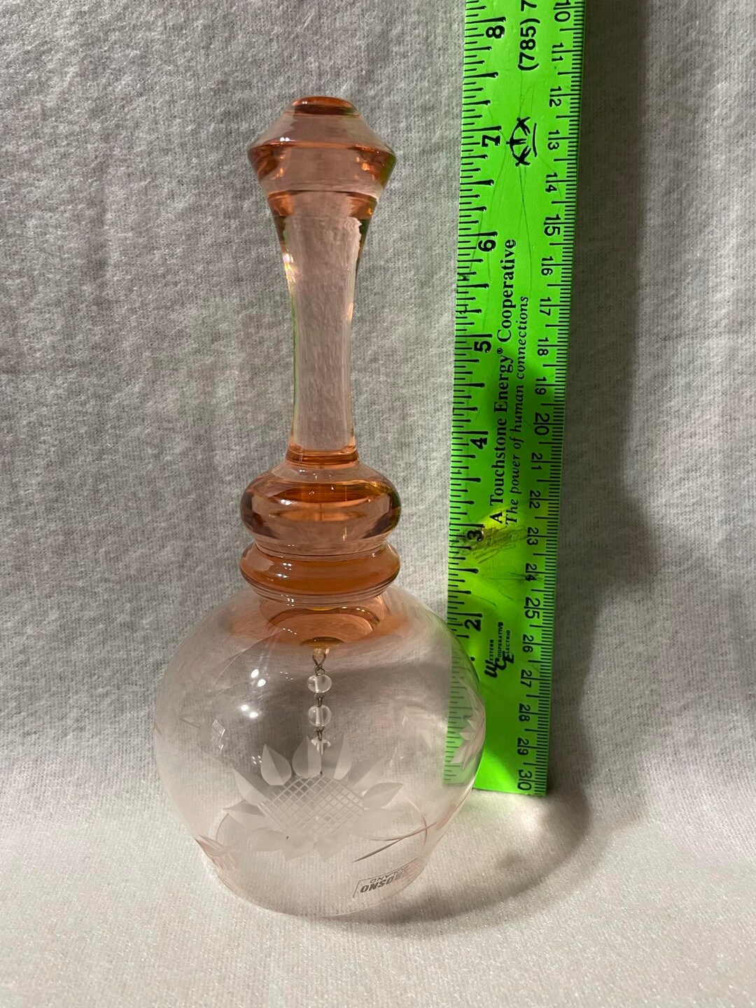 Beautiful Pink Etched Glass Bell - Etsy