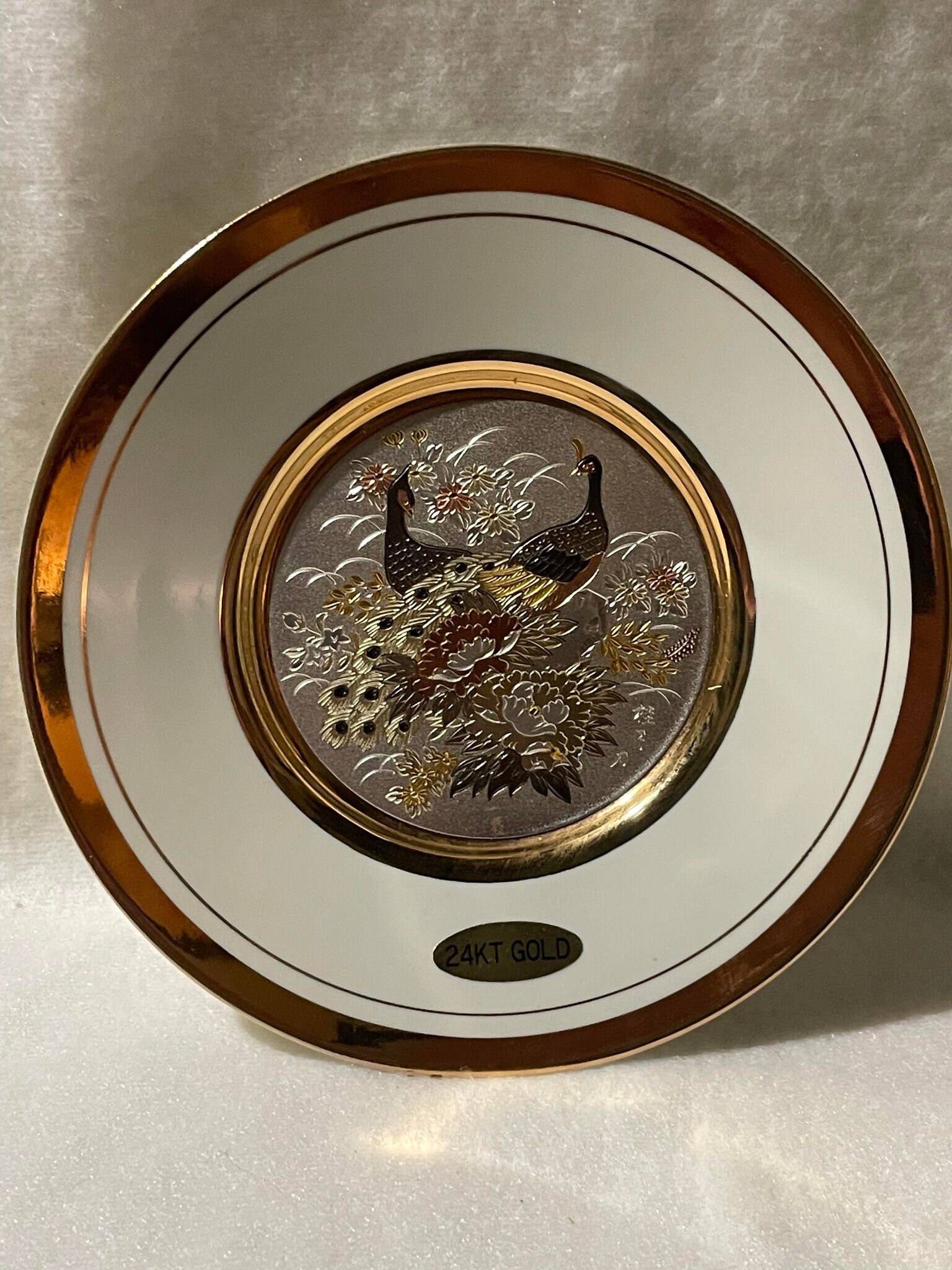 The Art of Chokin Peacock Gold Plate - Etsy