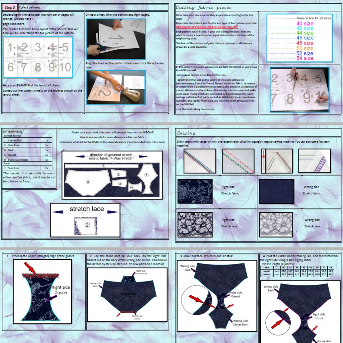XS-6XL Sewing Pattern for Briefs for Women Drawing in | Etsy