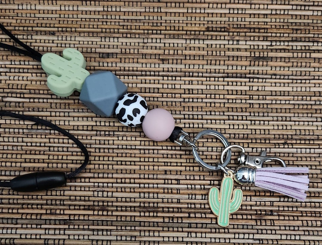 Cactus and Cow Print Badge Lanyard - Etsy