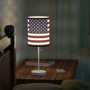 USA Flag Patriot Lamp on a Stand With High-res Printed Shade, USCA Plug ...