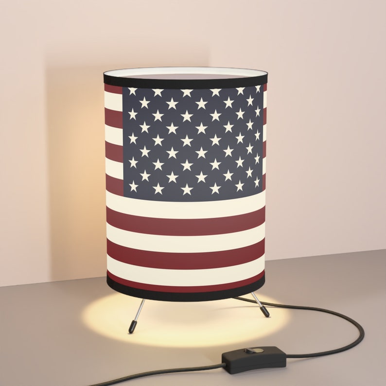 USA Flag Patriot Tripod Lamp With High-res Printed Shade, USCA Plug ...