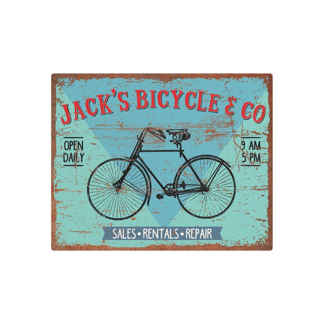 Vintage Style Metal Art Custom Jack's Bicycle & Co. Sign | Retro Décor for a Nostalgic Touch ...