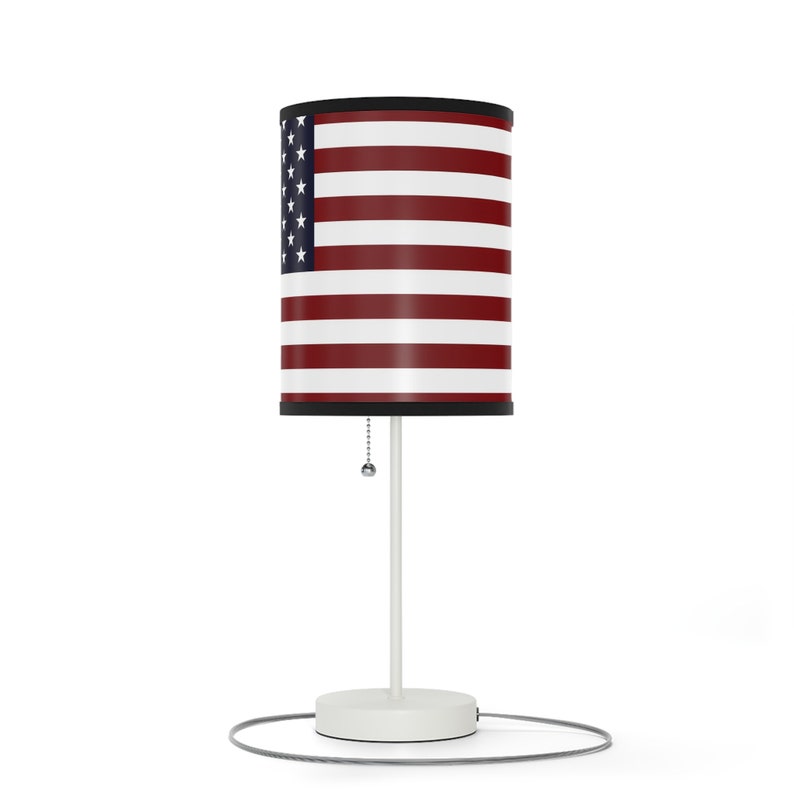 USA Flag Patriot Lamp on a Stand With High-res Printed Shade, USCA Plug ...