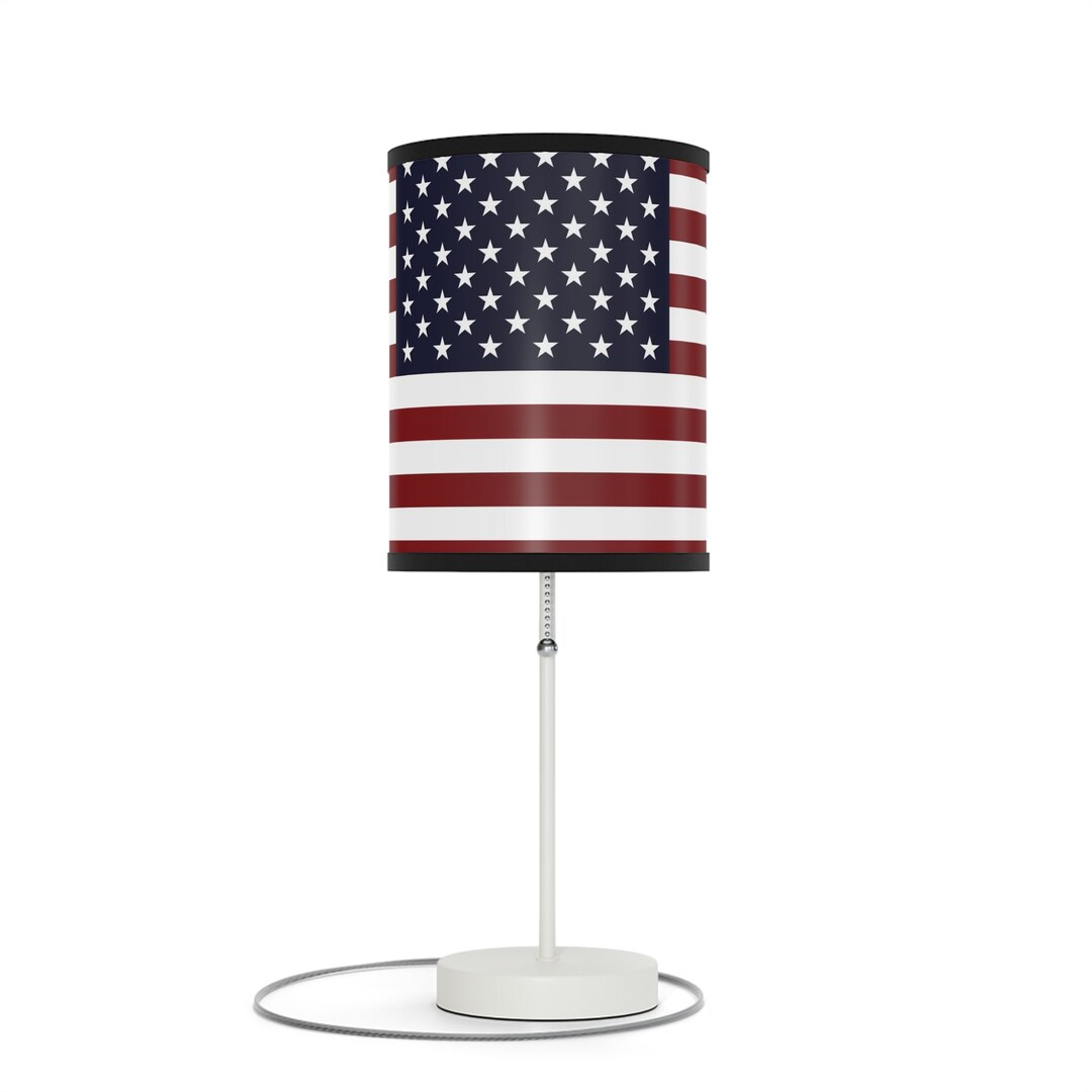USA Flag Patriot Lamp on a Stand With High-res Printed Shade, USCA Plug ...