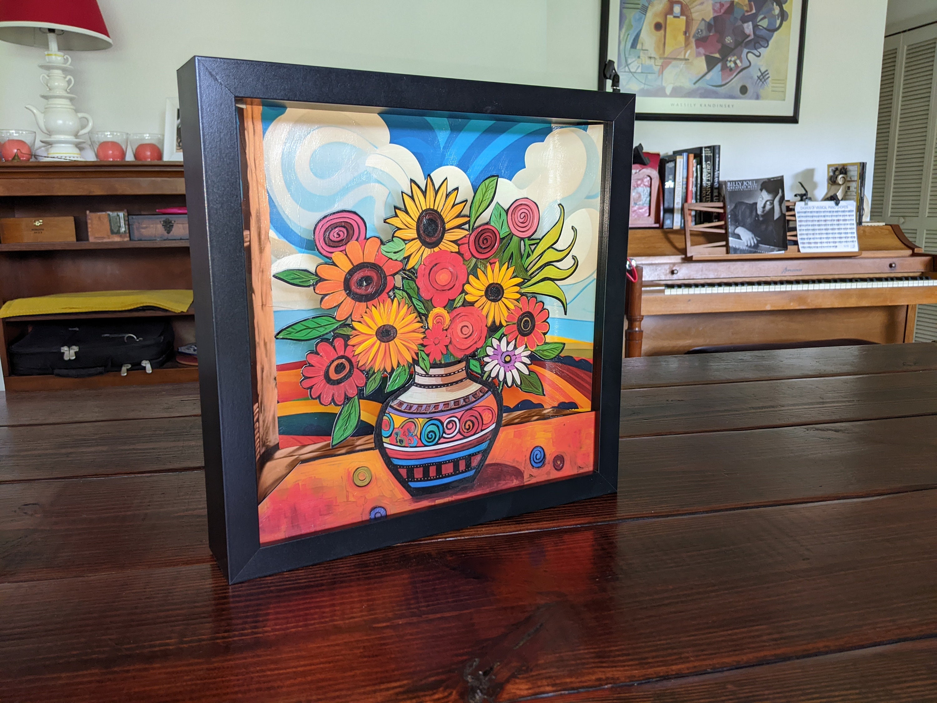 Handmade 3D Wall Art Decor "a Sight of the Happy Flowers in the Morning ...