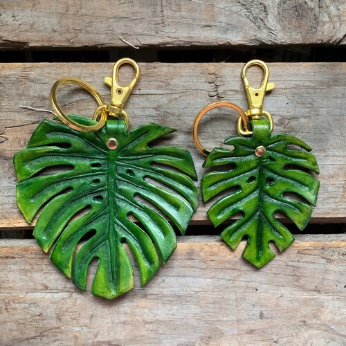 Leaf Keychain Purse Tassel Green Suede Leather Boho Bag Charm | Etsy