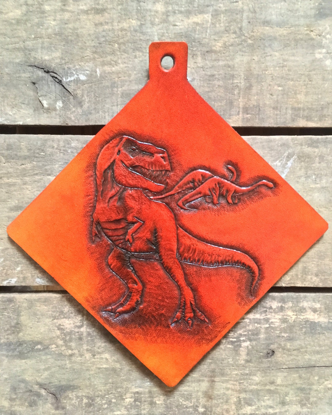 Tyrannosaurus Rex Trivet/ T- Rex Leather Trivet/ Hand-tooled, Hand Dyed ...