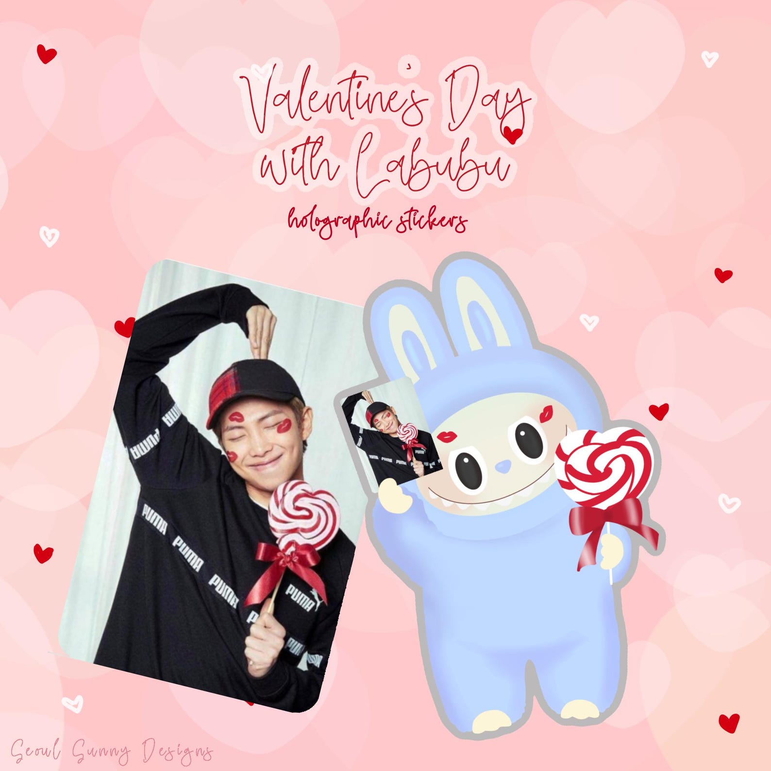 Labubu X BTS Holographic Sticker Photocard Set Valentines Day Love - Etsy