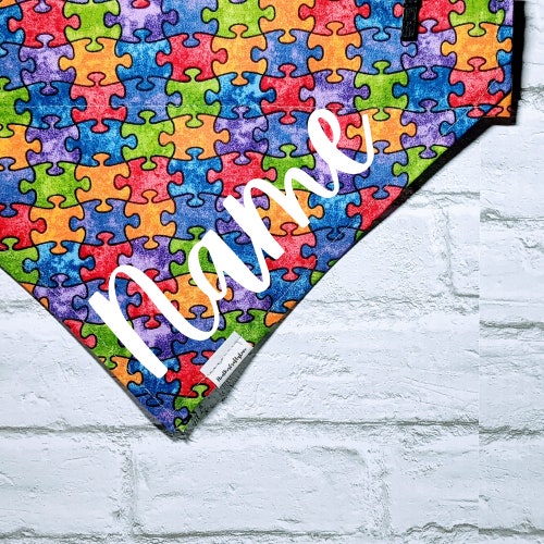 Personalized Autism Awareness Bandana Puzzle Dog Collar - Etsy