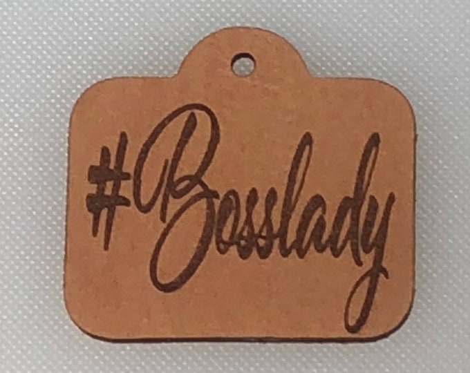 Leather Tag bosslady Laser Engraved Leather Tag Leather Charm Leather ...