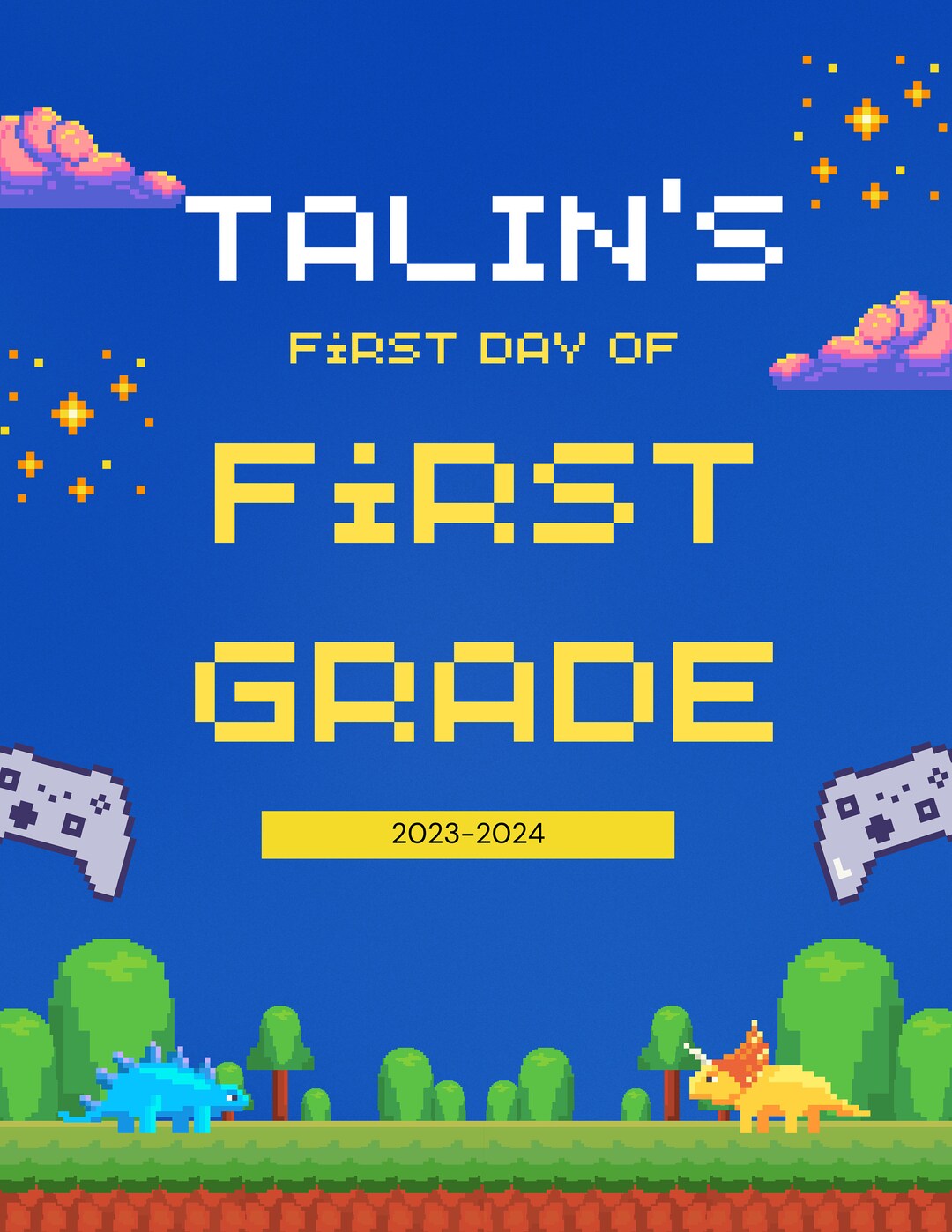 Video Game First Day of School Sign - Etsy