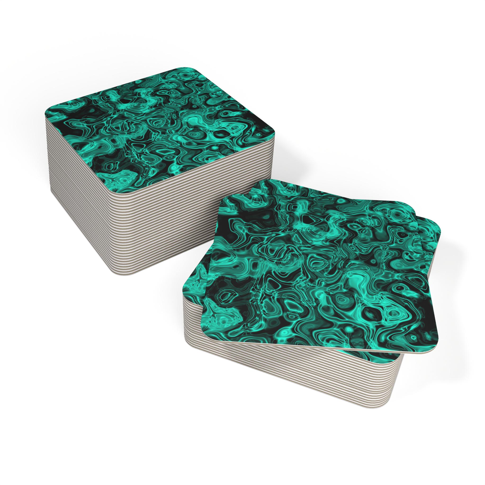 Green Malachite Trippy Marble Swirl Coaster | Square Drink Coaster - Etsy