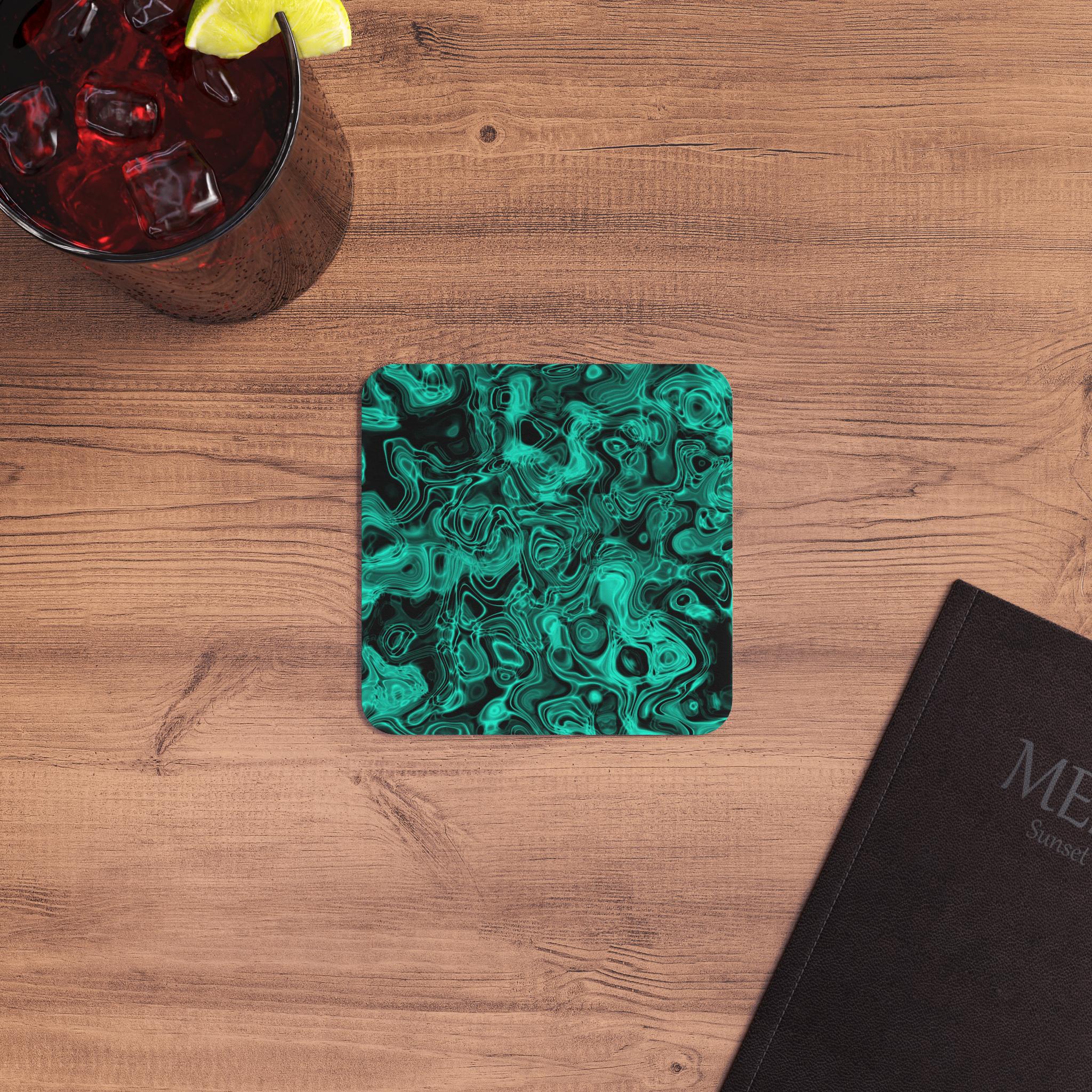 Green Malachite Trippy Marble Swirl Coaster | Square Drink Coaster - Etsy