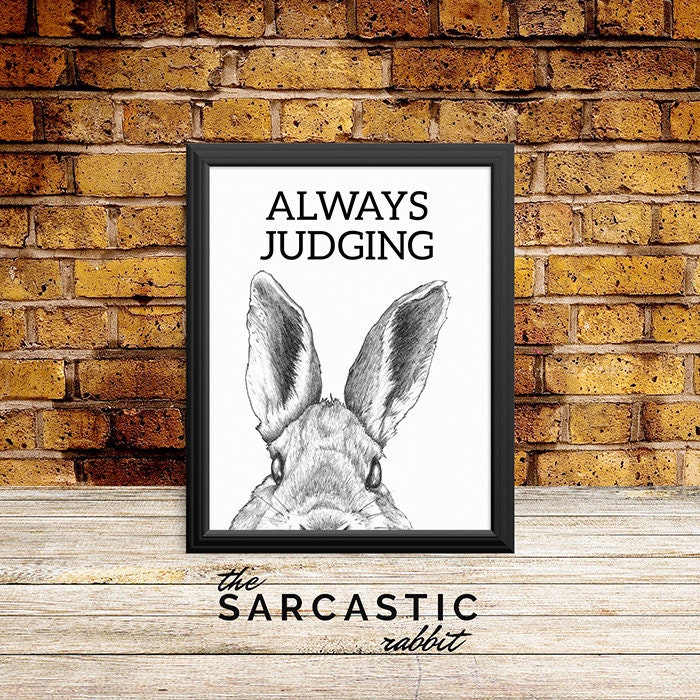 Always Judging Rabbit Bunny Art Poster 8x10 Instant - Etsy Canada