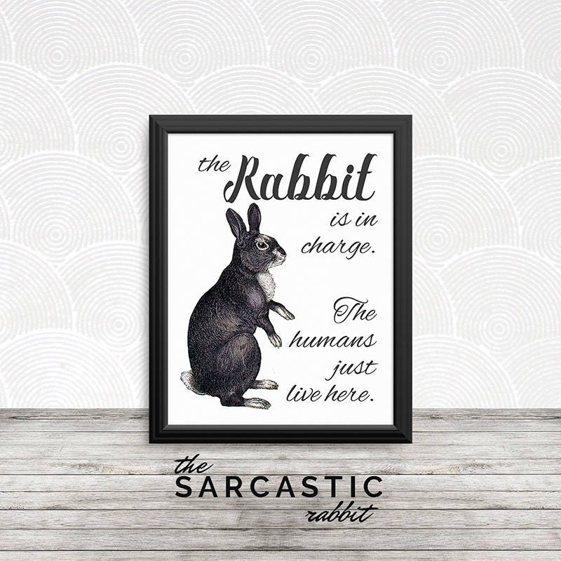 Rabbit in Charge, Rabbit, Bunny, Art, Print, Poster, 8x10, Instant ...