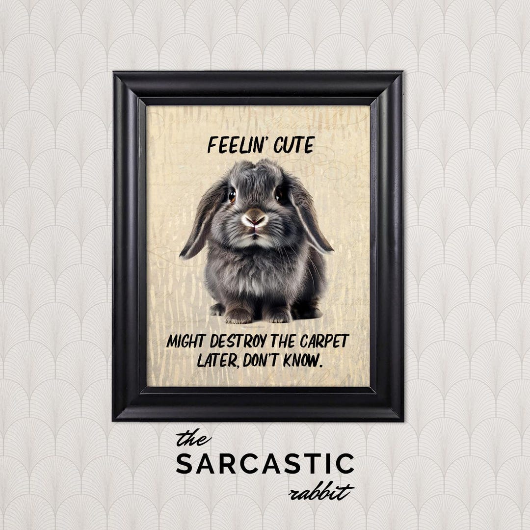 Feelin' Cute, Destroy the Carpet, Digital Download, Art, Print, Poster, Bunny, Rabbit, Home ...