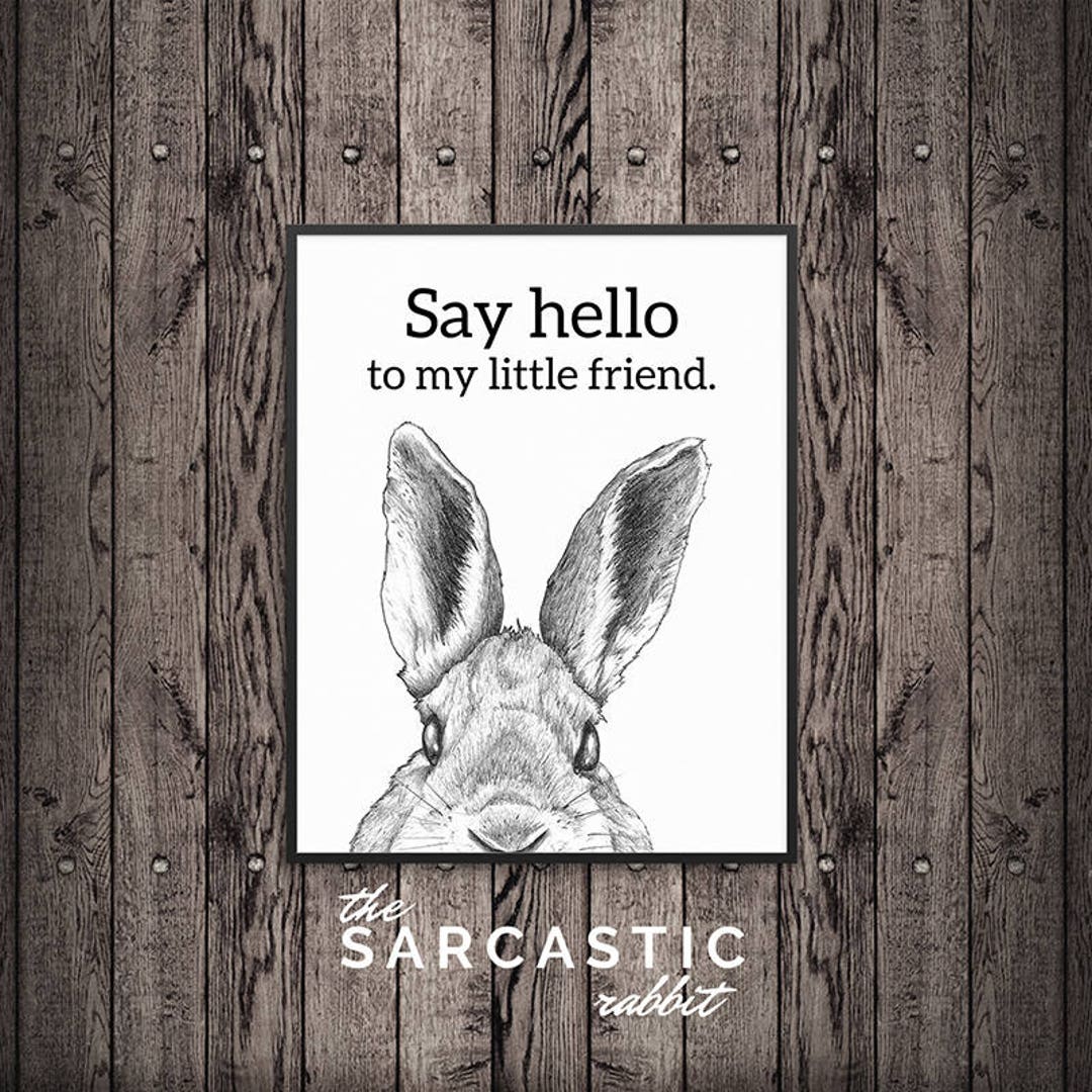 Say Hello, Rabbit, Bunny, Art, Print, Poster, 8x10, Instant, Digital ...