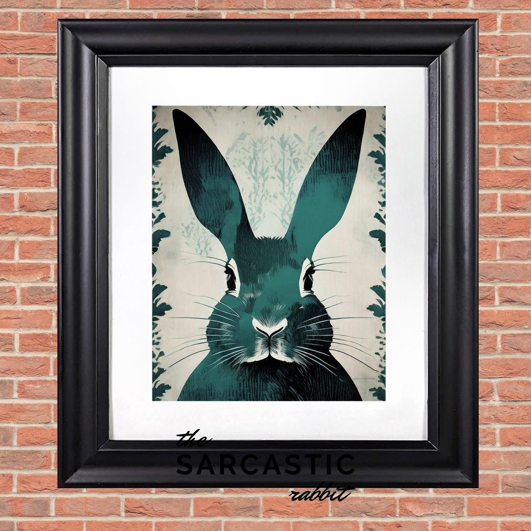 Mugshot, Digital Download, Art, Poster, Print, Bunny, Rabbit, Home ...