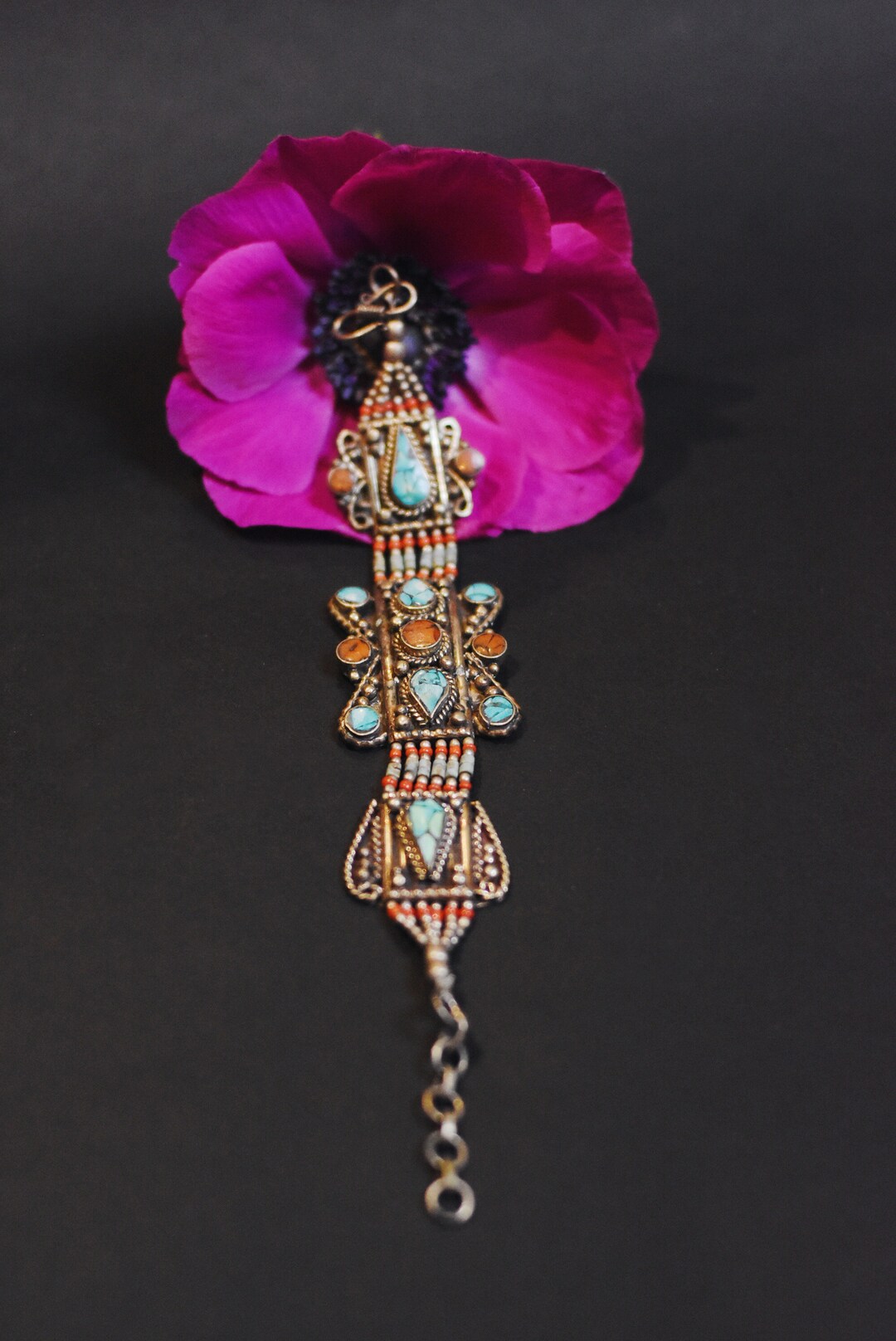 Nepali Bracelet in Silver With Stones - Etsy