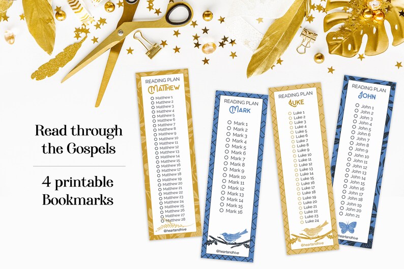 Digital Bible Reading Bookmark: Printable Bookmark, the Gospels, Bible ...
