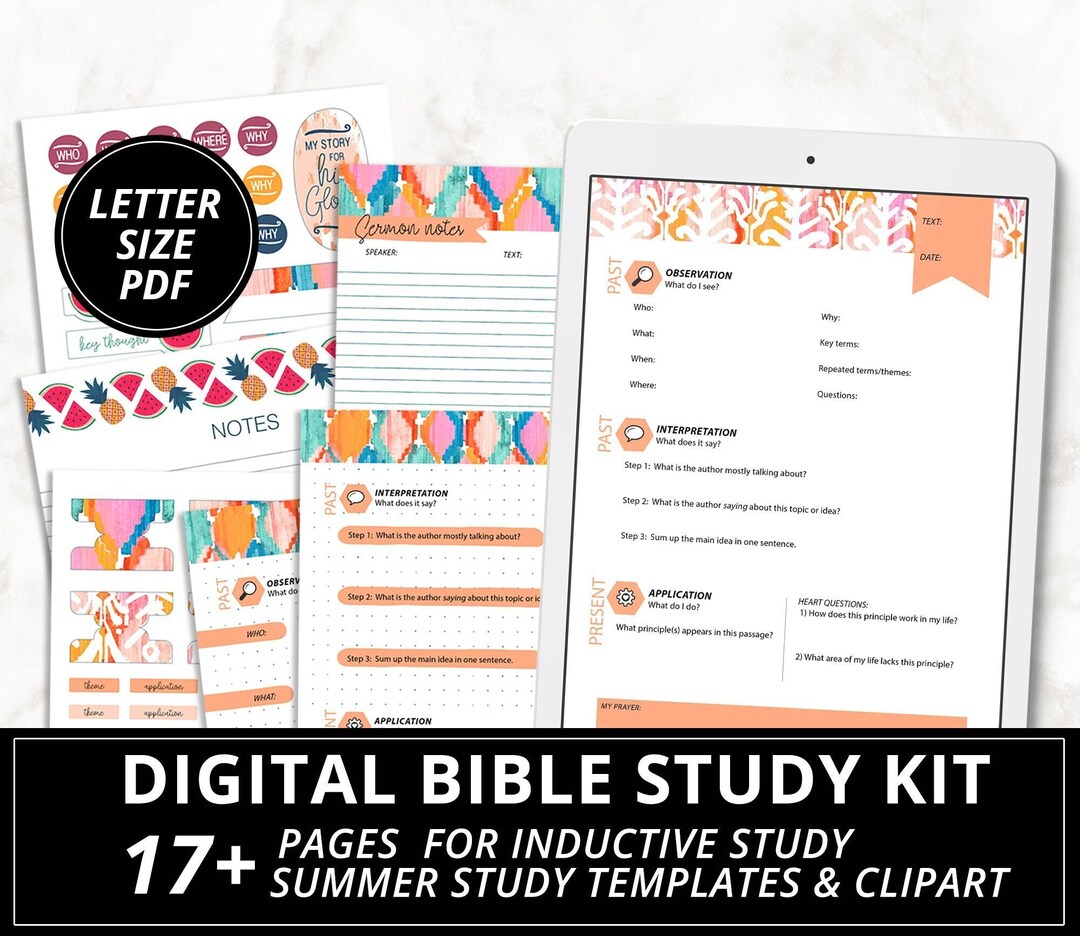 Inductive Bible Study Printable: Summer Printable, Digital Stickers ...