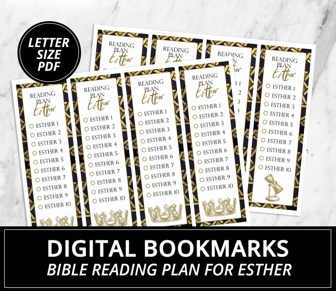 Bible Reading Plan Esther / Digital Bookmark / Esther / Printable Bible ...