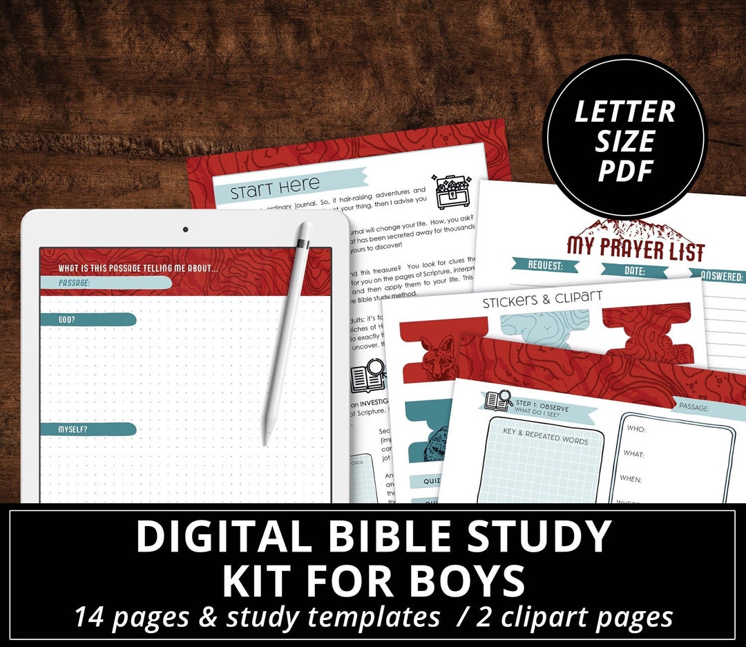 BOYS DIGITAL BIBLE Kit / Printable Devotional for Boys / Bible Study ...