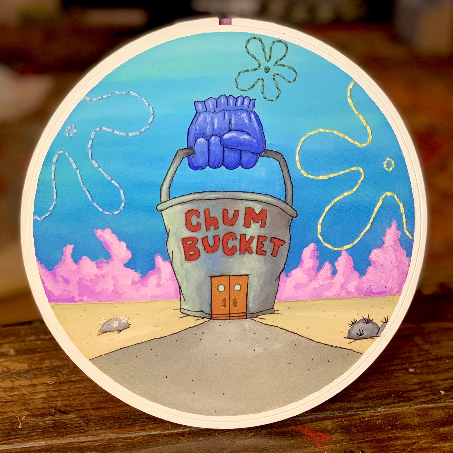 The Chum Bucket Embroidery spongebob squarepants plankton | Etsy